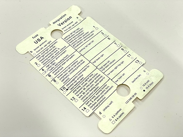 W123 Fuse Box Diagram Location Sheet - N.O.S. | Product ...